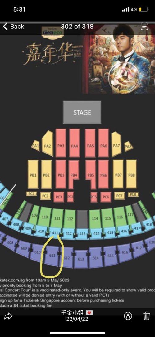 Jay Chou concert tickets, Tickets & Vouchers, Event Tickets on Carousell