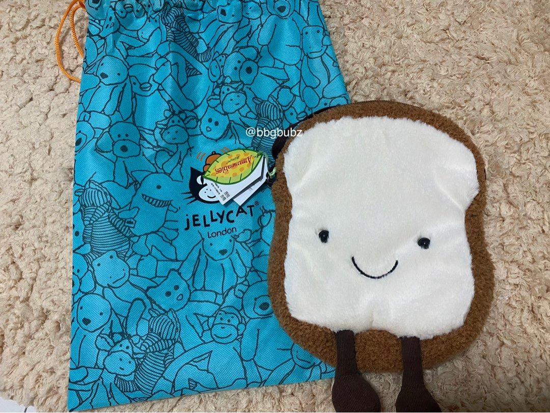 jellycat toast bag amusable bread london smiley face sling mini ...
