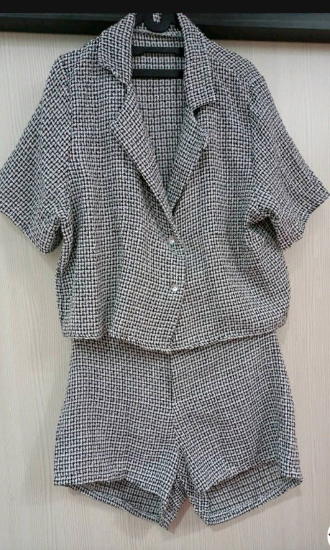 Korean tweed set big size, Fesyen Wanita, Pakaian Wanita, Jumpsuits di ...