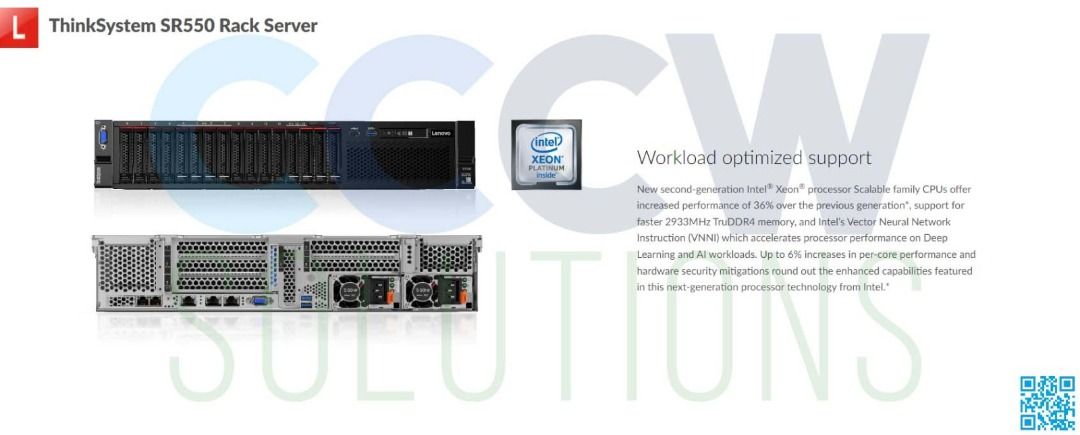 Lenovo - ThinkSystem SR550 Gen2 - Rack 2U Server Intel Xeon Silver 4210 ...