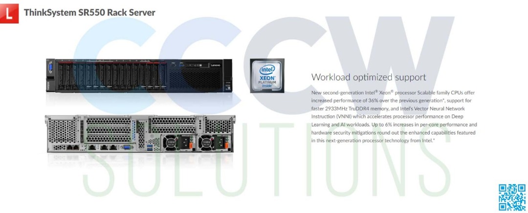 Lenovo - ThinkSystem SR550 Gen2 - Rack 2U Server Intel Xeon Silver 4210 ...