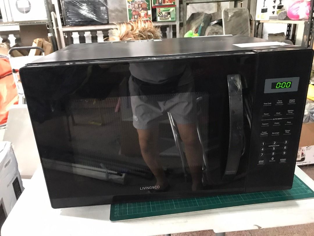 Living and Co. 30 Litres Black Microwave Oven with Handle, Furniture ...