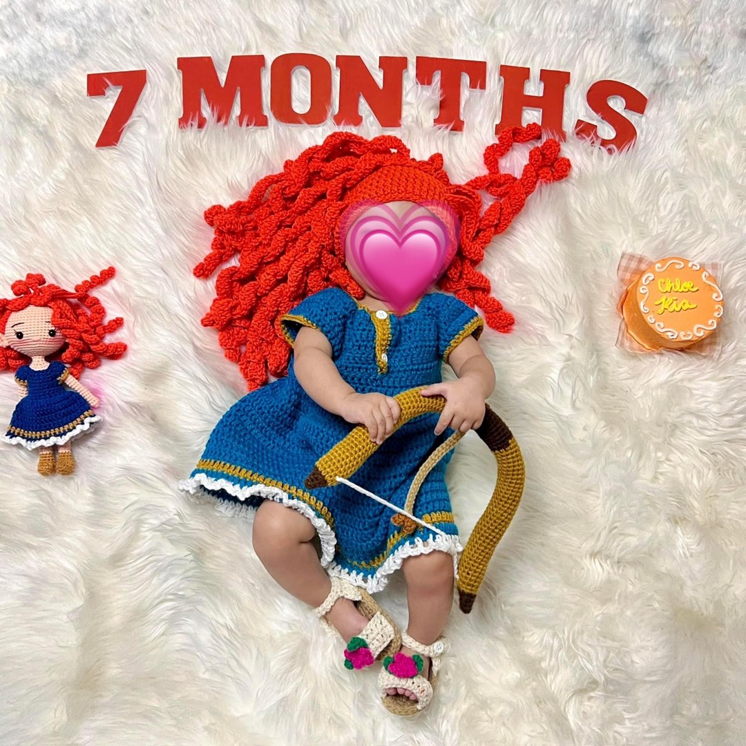 Merida Disney Princess crochet (monthly milestone costume), Babies ...