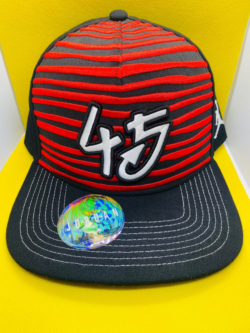 Michael Jordan "Last Dance" Cap! 45 JUMPMAN Snapback HAT Black & Red ...