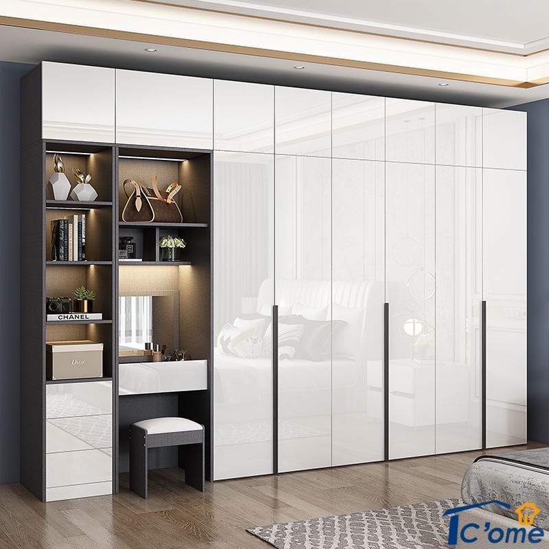 Modern Minimalist Light Luxury Wardrobe High Gloss Large Wardrobe Home ...