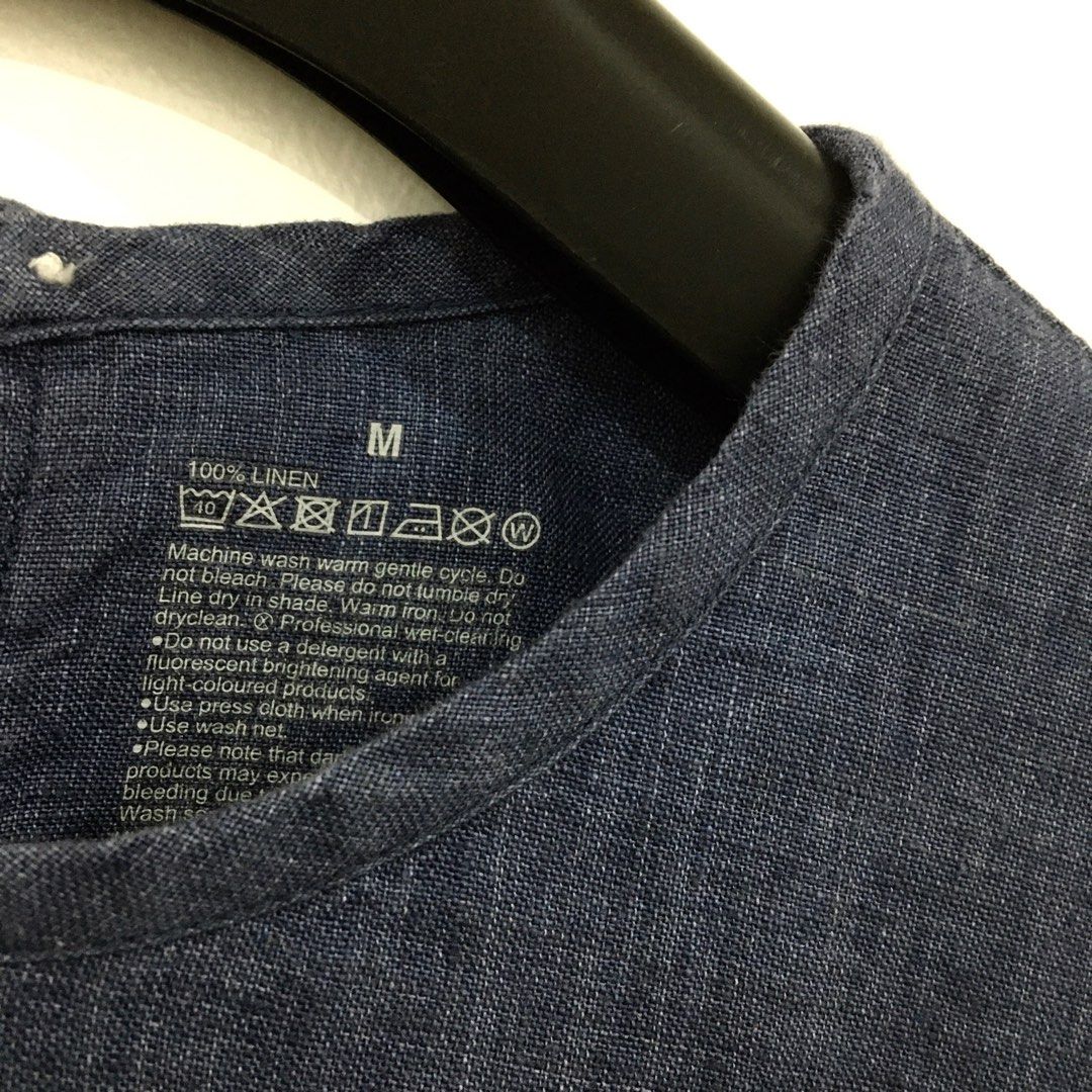 Muji 100% Linen A Line Wide Faded Blue Dress, Women's Fashion, Dresses & Sets, Dresses on Carousell