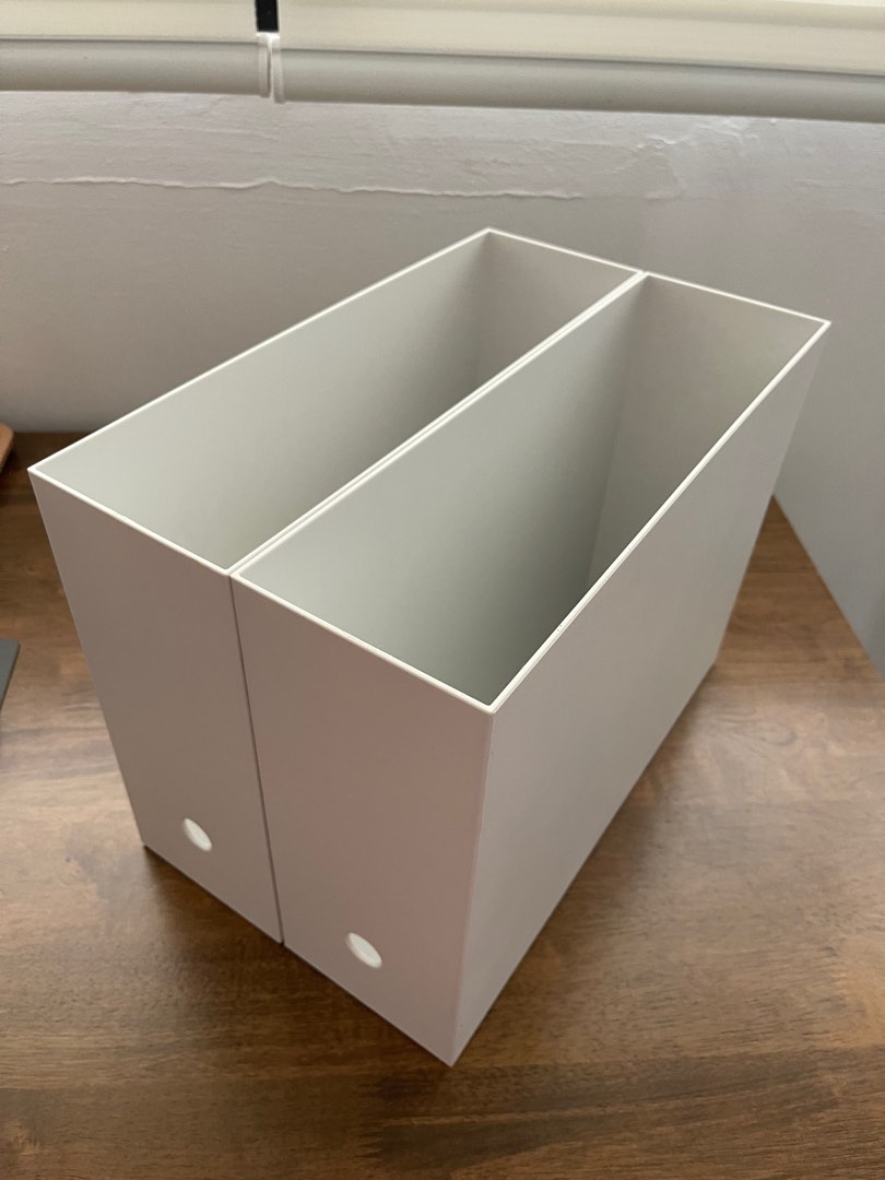 Muji PP white grey file box W10 D32 H24 cm, Furniture & Home Living ...
