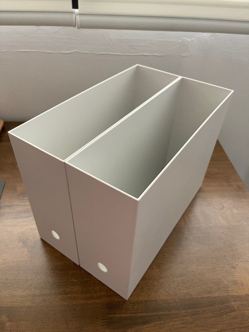 Muji PP white grey file box W10 D32 H24 cm, Furniture & Home Living ...