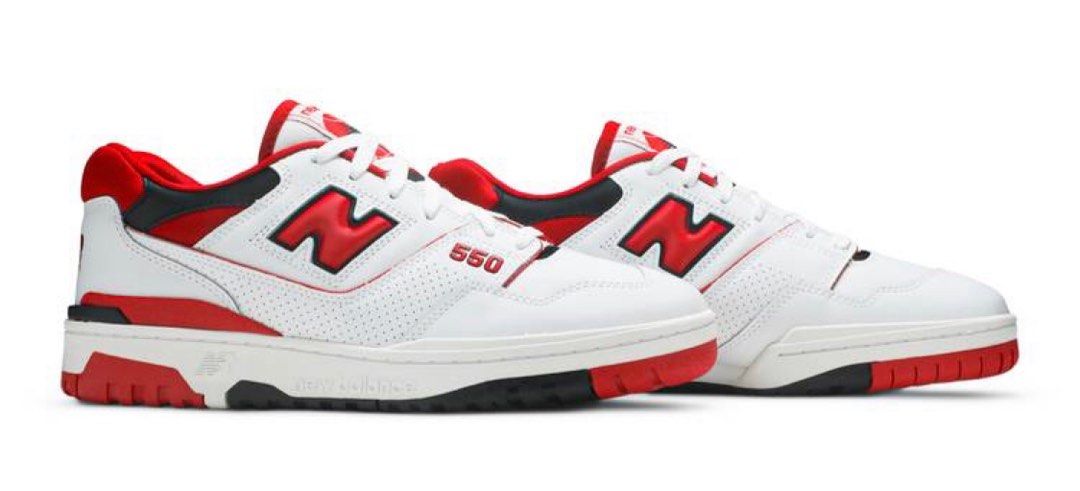New Balance 550 white red / white team red, Men's Fashion, Footwear ...