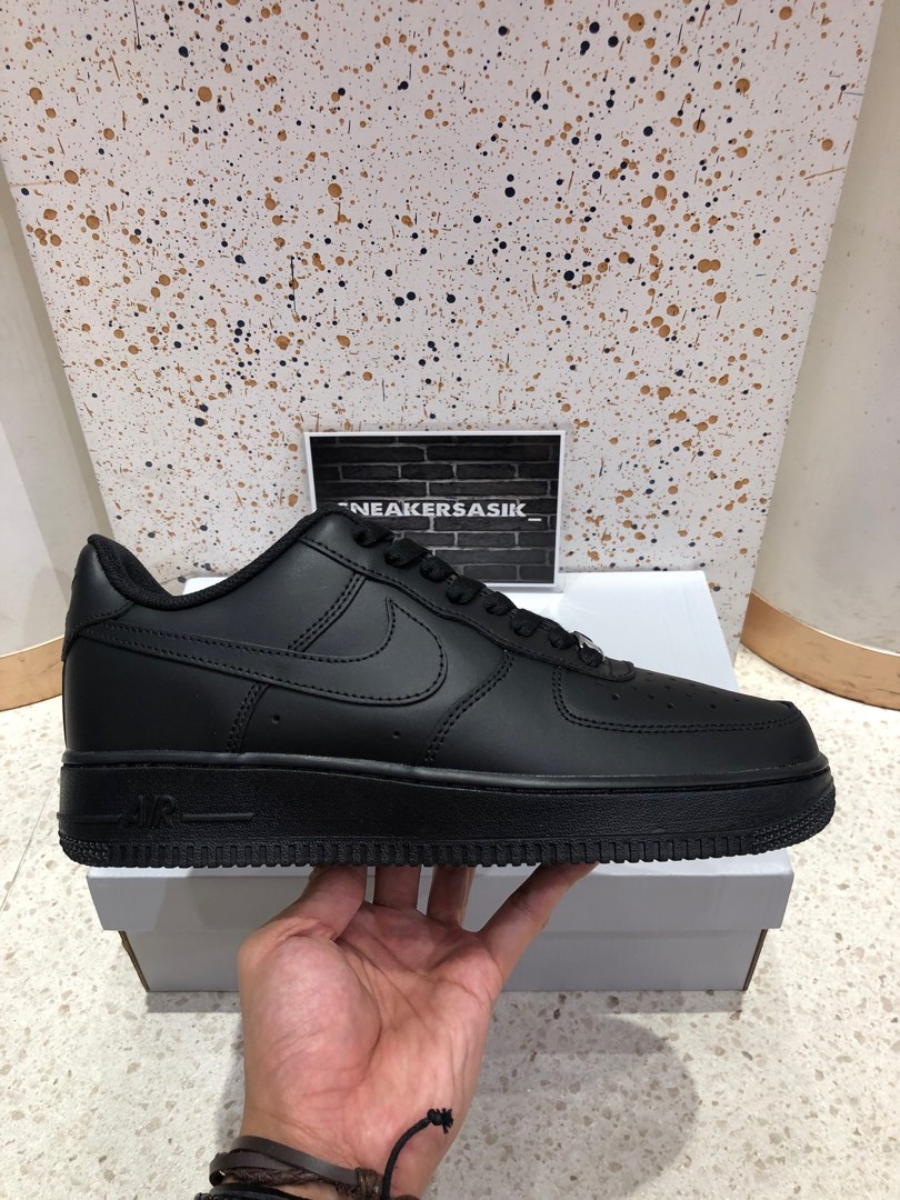 Nike Air Force 1 Low 07 Black Black Fullblack, Fesyen Pria, Sepatu ...