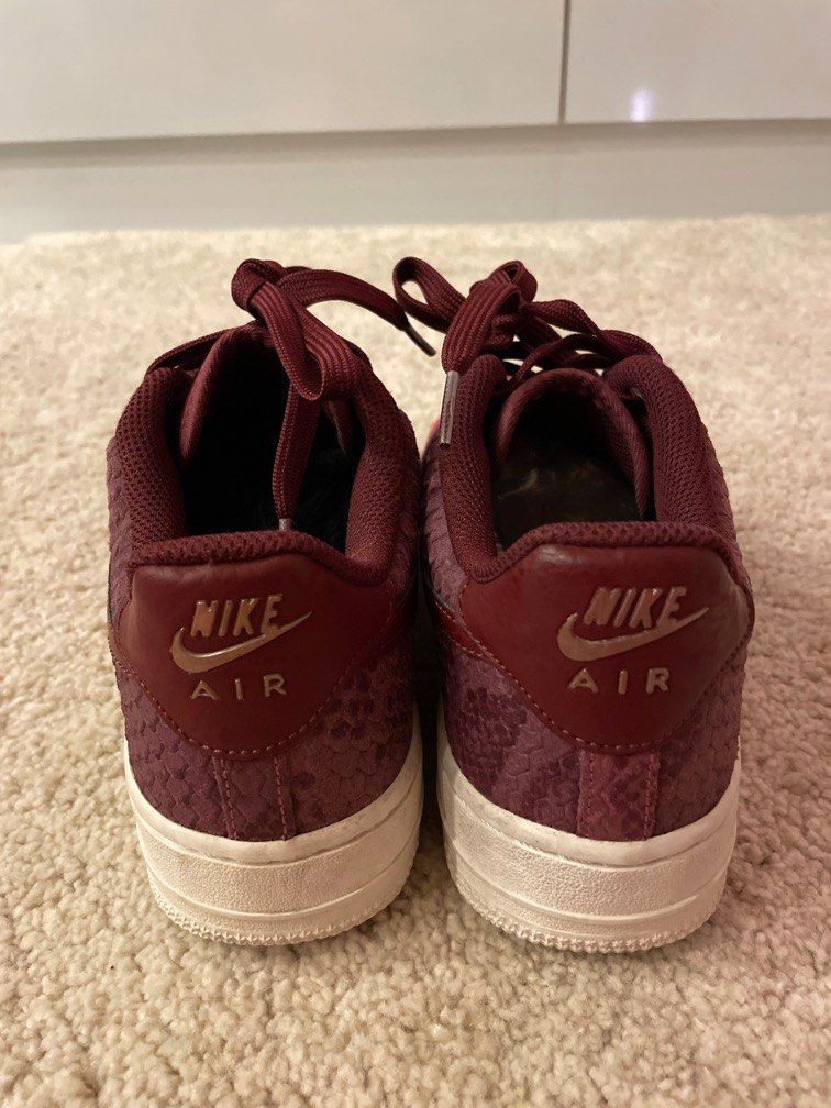 Nike Air Force One Maroon, Women's Fashion, Footwear, Sneakers on Carousell