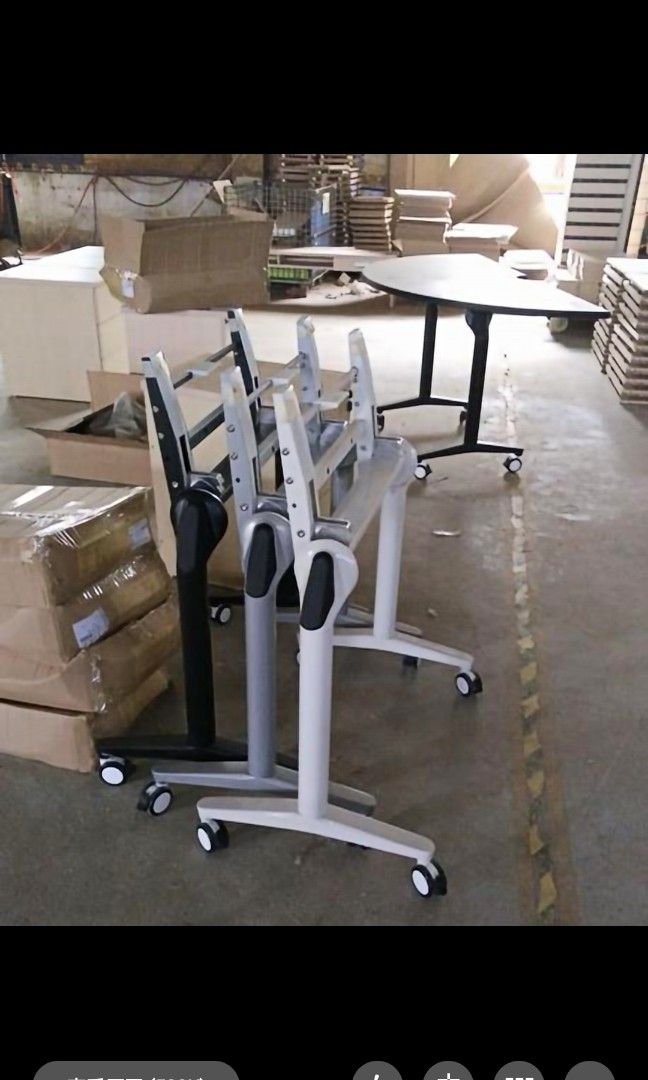 One white foldable table leg with wheels, Furniture & Home Living ...