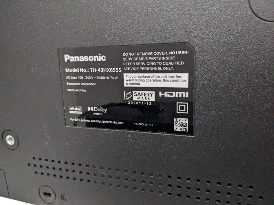 Panasonic 43inch TV, TV & Home Appliances, TV & Entertainment, TV on ...