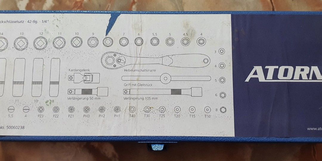 Ratchet set 1/4 with 42 pcs make in Germany ATORN, Furniture & Home ...