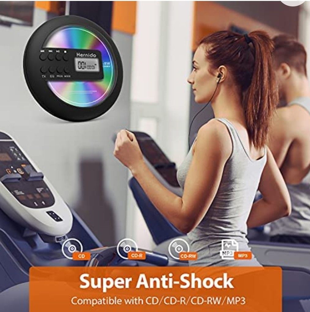 Rechargeable Portable Car CD Player, Hernido Discman CD Player with FM ...