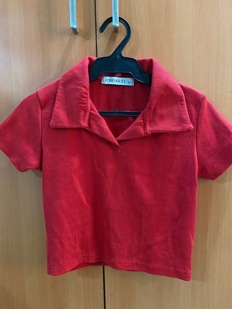 Red croptop, Women's Fashion, Tops, Blouses on Carousell