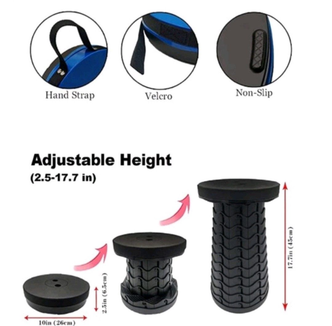 Retractable Collapsible Stool/ Chair, Furniture & Home Living, Outdoor ...