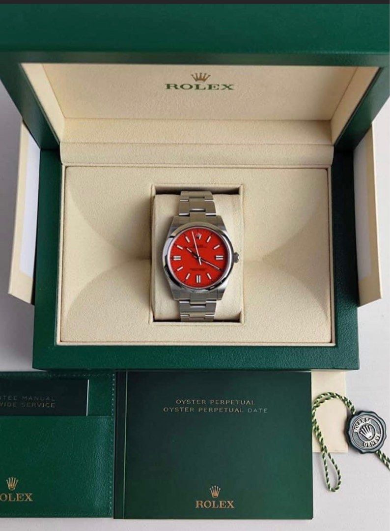 Rolex 2021 Oyster Perpetual " red ", Luxury, Watches on Carousell