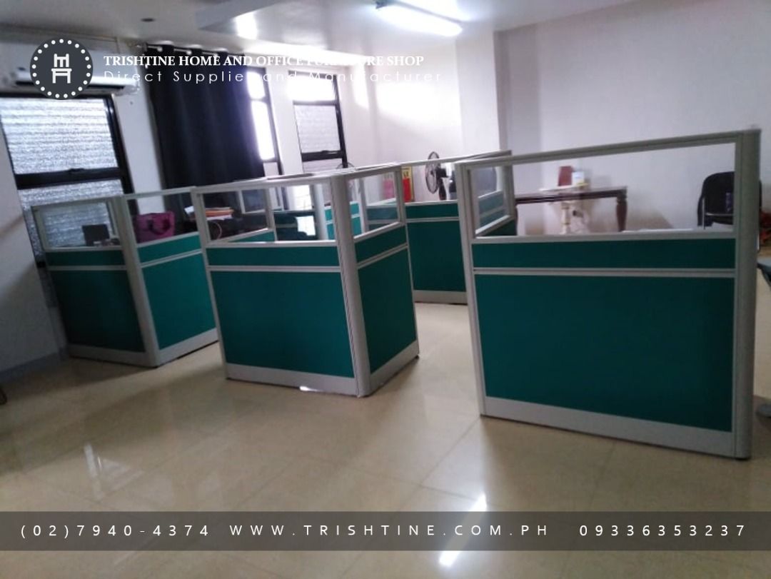 Single Cubicle Fabric with Glass Office Partition, Furniture & Home ...