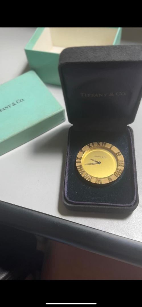 small Vintage Tiffany & Co. Desk Clock "The Atlas", Furniture & Home ...
