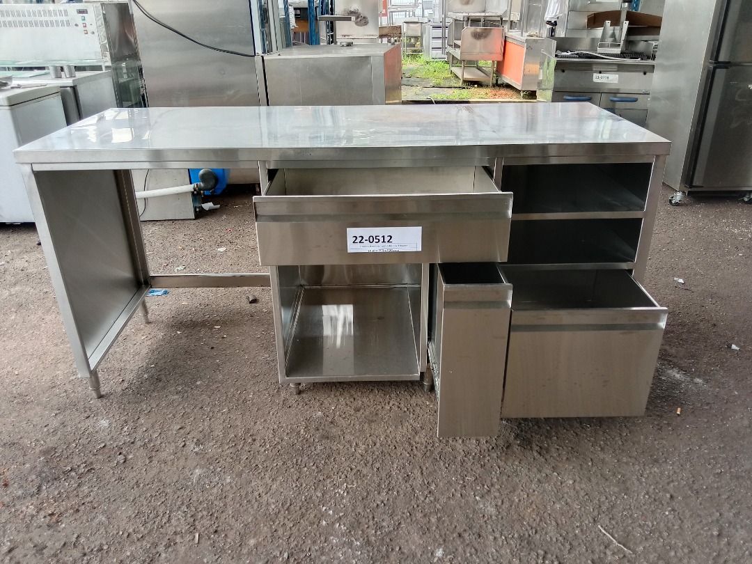 Stainless steel 4 tier POS table with 3 drawer, Furniture & Home Living ...