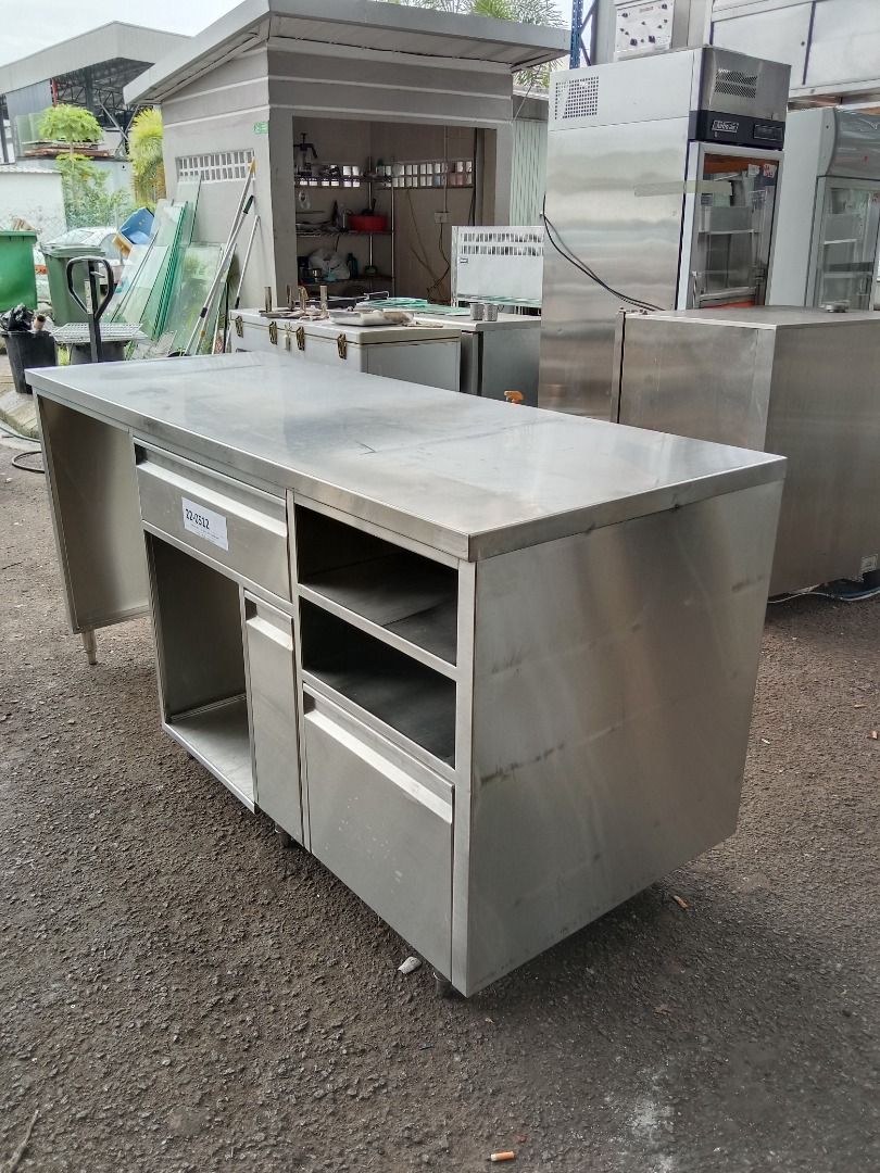 Stainless steel 4 tier POS table with 3 drawer, Furniture & Home Living ...