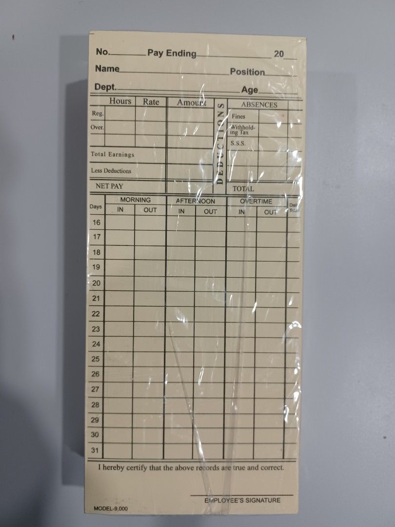 Time card, Hobbies & Toys, Stationary & Craft, Other Stationery & Craft ...