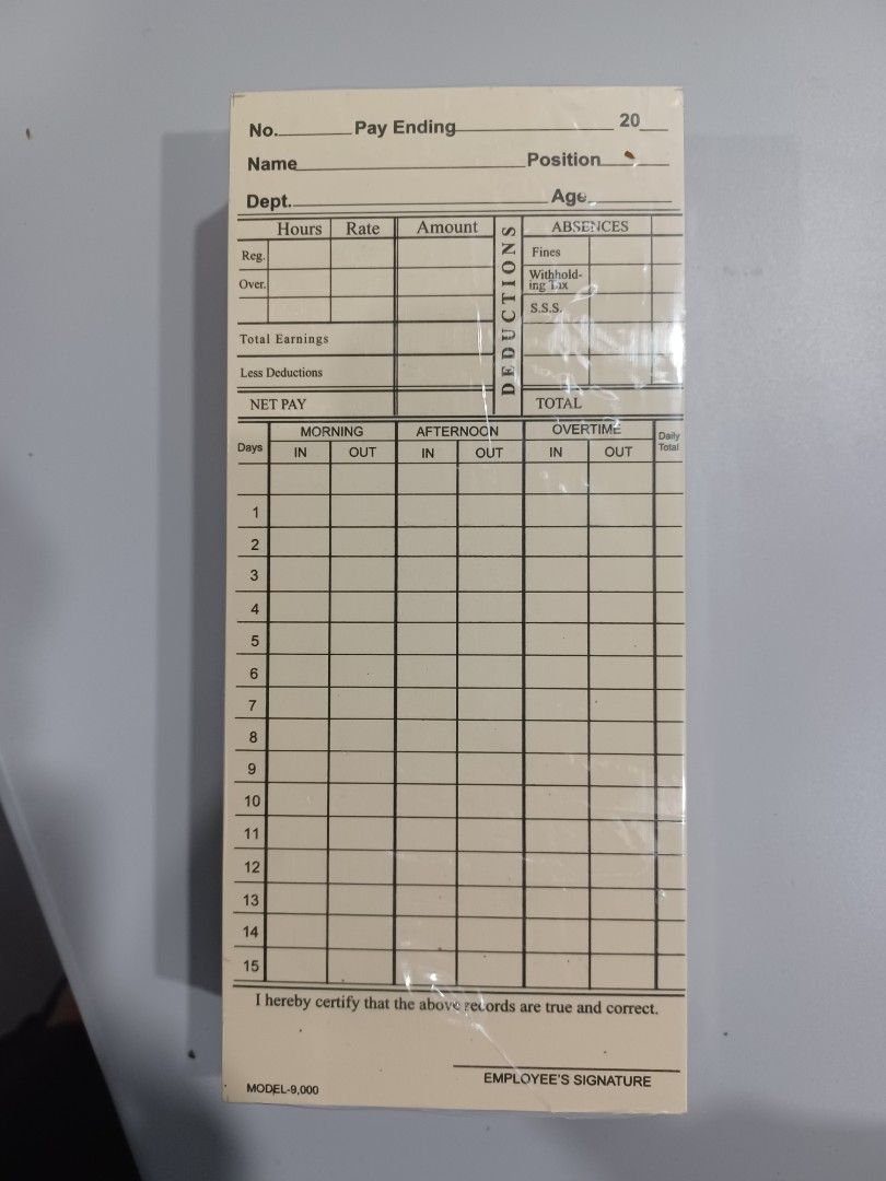 Time card, Hobbies & Toys, Stationary & Craft, Other Stationery & Craft on Carousell