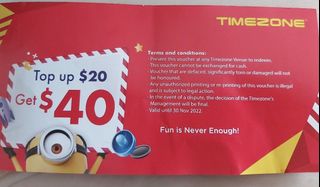 Timezone $10 game credits and buy $30 get $50 voucher, Tickets ...
