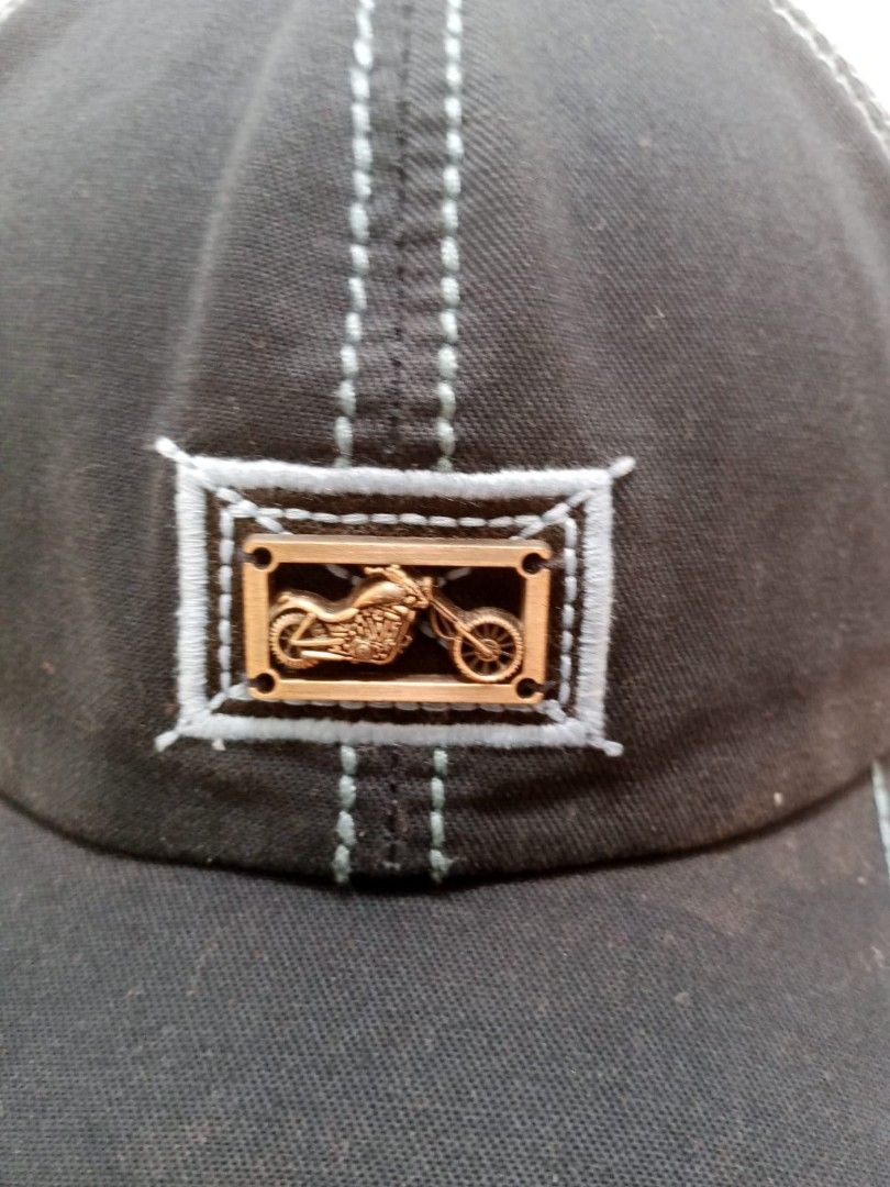 Topi baseball water ink in show ori navy logo besi motor, Fesyen Pria ...
