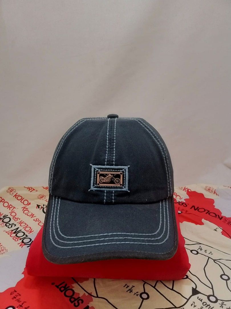 Topi baseball water ink in show ori navy logo besi motor, Fesyen Pria ...