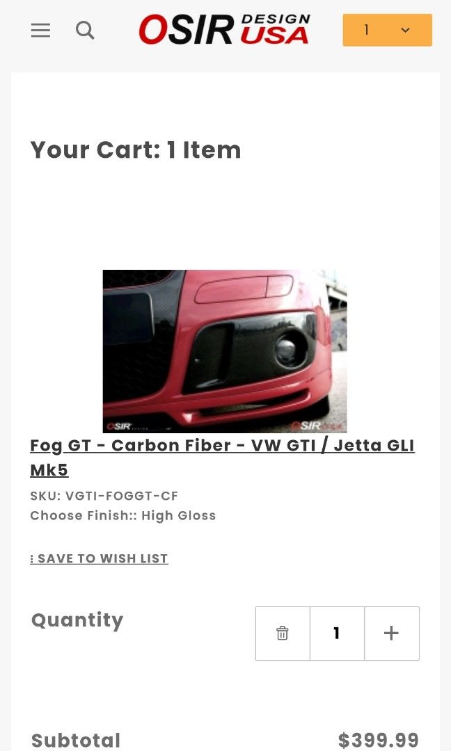 OSIR Volkswagen VW Golf MK5 GTI Carbon Fibre Vented Foglight Cover, Car ...