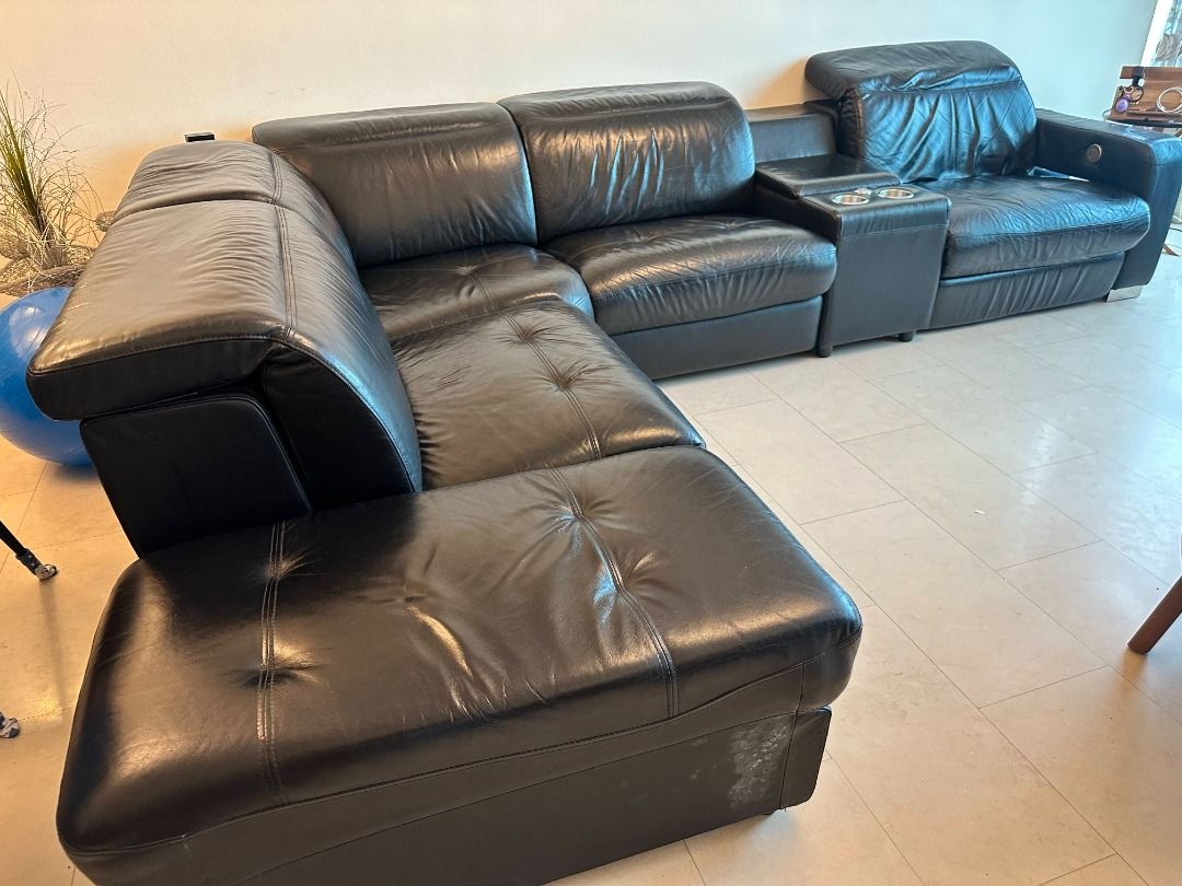 Well used Leather Sofa, Furniture & Home Living, Furniture, Sofas on ...