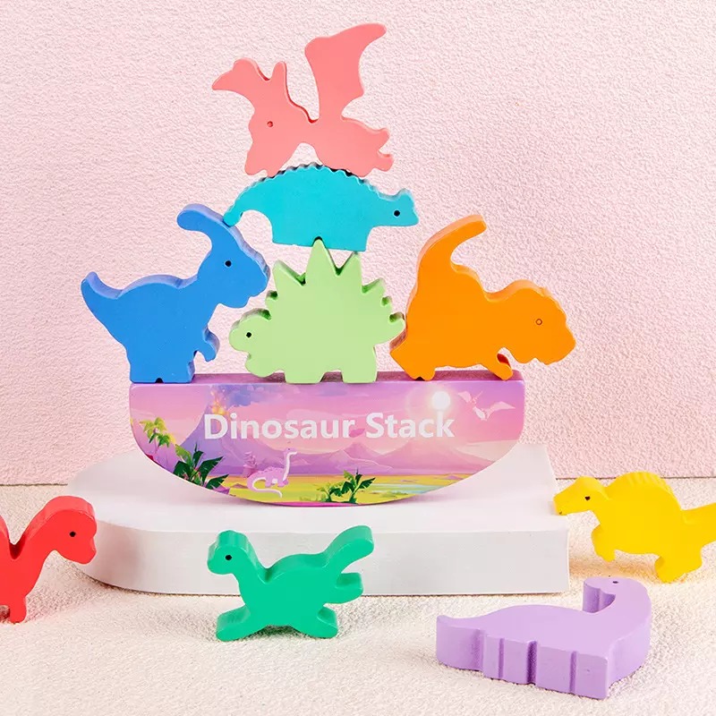 Wooden Stacking Dinosaur Toy, Hobbies & Toys, Toys & Games on Carousell