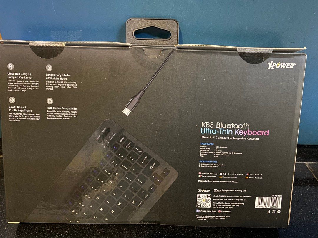 XPower KB3 Ultra-Thin Bluetooth Keyboard, 電腦＆科技, 電腦周邊及配件, 電腦鍵盤及相關產品 ...