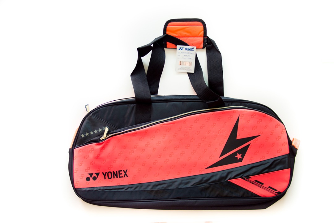 Yonex Lin Dan badminton bag 6 racket red black for shuttles water ...