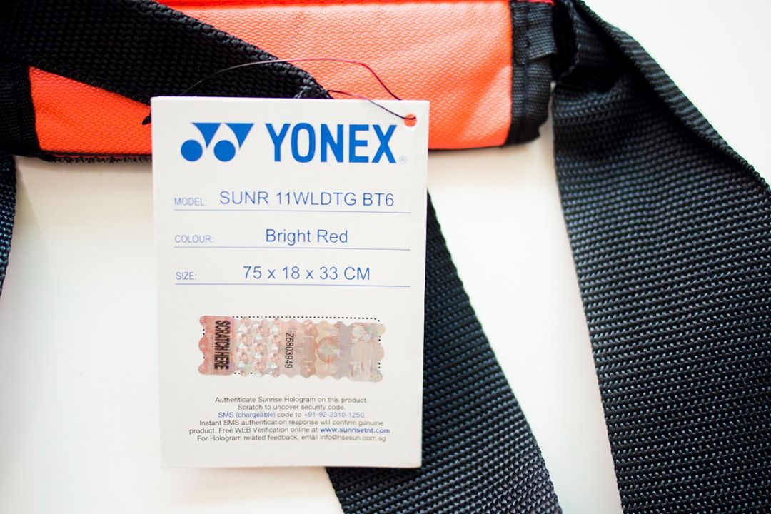 Yonex Lin Dan badminton bag 6 racket red black for shuttles water ...