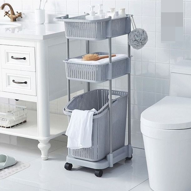 3 Tier Laundry Rack with Basket (Grey), Furniture & Home Living, Home ...