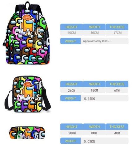 Among Us Backpack 3 pieces Set*Student Backpack+Sling Bag+Pencil Case ...