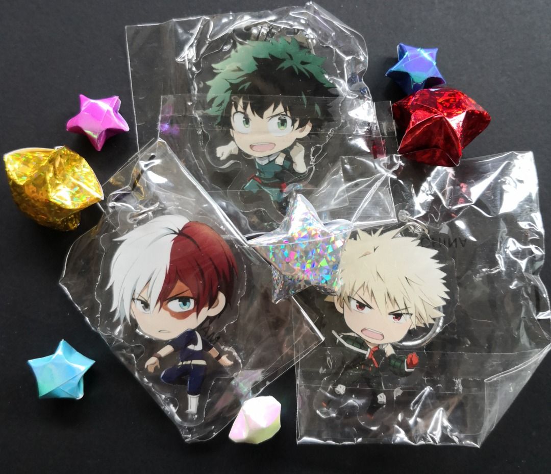 Anime keychains: BNHA/MHA [Midoriya, Todoroki and Bakugou], Hobbies ...