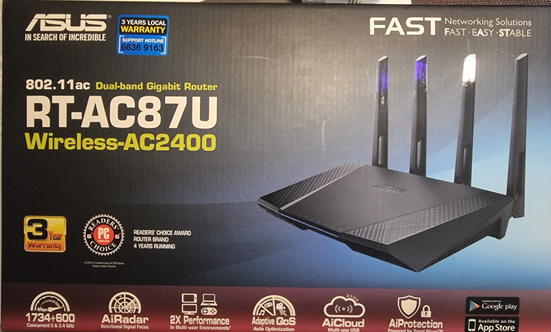 Asus RT-AC87U AC2400 Dual-Band Gigabit WiFi Router, Computers & Tech ...