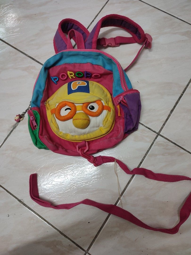 Authentic Pororo BackPack Plushie Toy with Child Safety Hand Holder ...