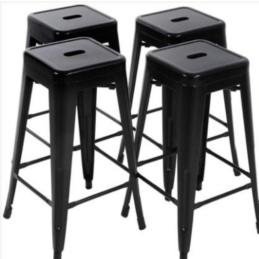 Solid Iron Black Metal Bar Stools, Furniture & Home Living, Furniture ...