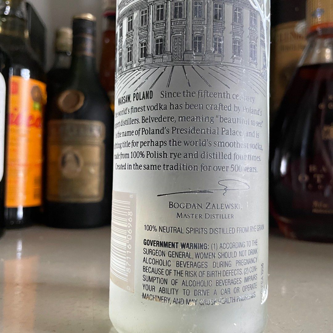 Belvedere Vodka Vintage older bottle 750ml, Food & Drinks, Beverages on ...