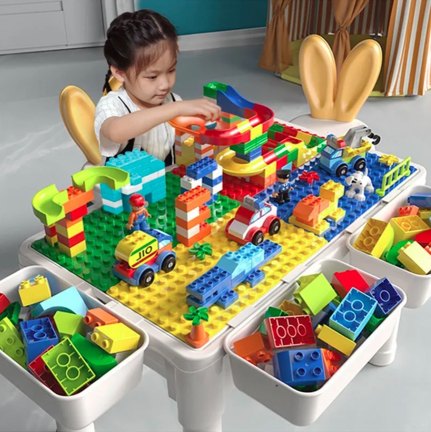 Brand New Building Blocks Set Toddler Activity Center Kids Table Chair ...