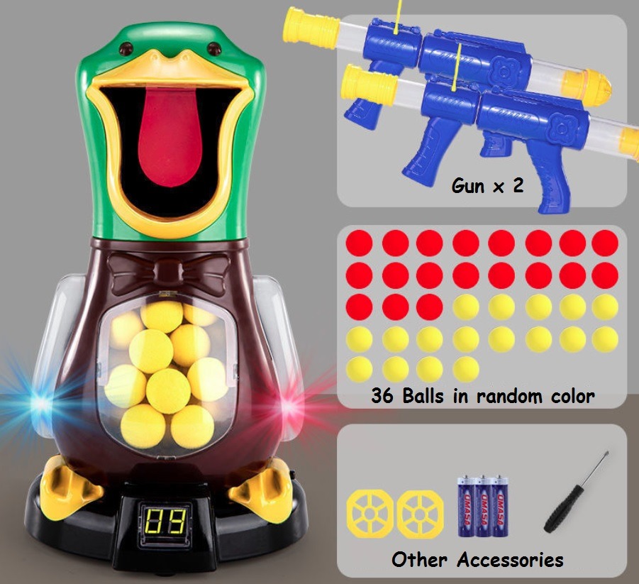 Brand New Hit Me Duck Children Shooting Toy Air-powered Gun Soft Bullet ...