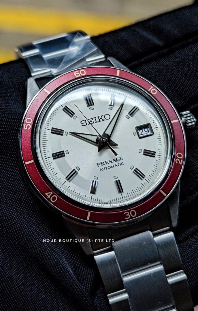 Brand New Seiko Presage White Dial Red Bezel Men's Automatic Watch ...