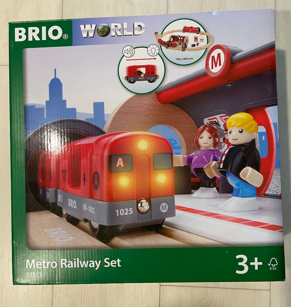 BRIO 33513 Metro Railway Set (Wooden Train with Wood Tracks), Hobbies ...