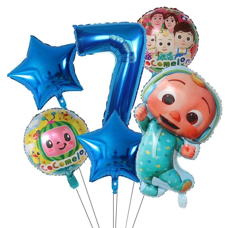 Cocomelon number balloon aluminium foil metallic balloon 6 piece ...