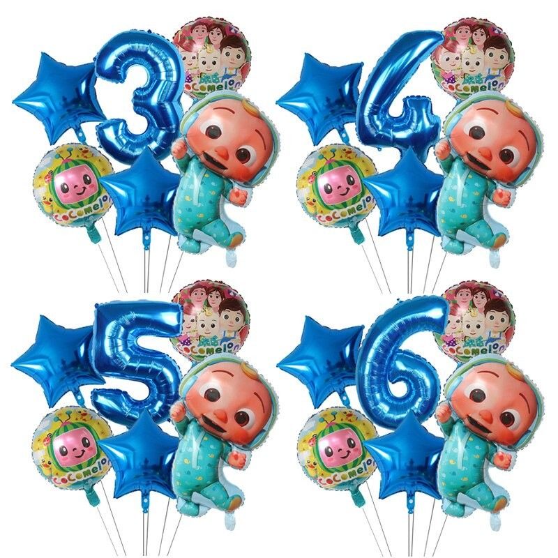 Cocomelon number balloon aluminium foil metallic balloon 6 piece ...